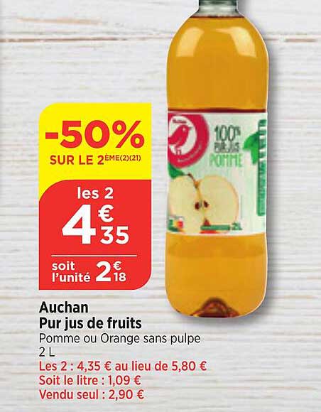 Promo Auchan Pur Jus De Fruits chez Maximarché - iCatalogue.fr