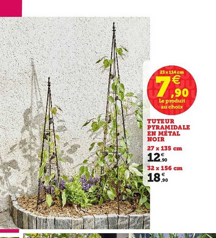 Promo Tuteur Pyramidale En Métal Noir chez Hyper U - iCatalogue.fr