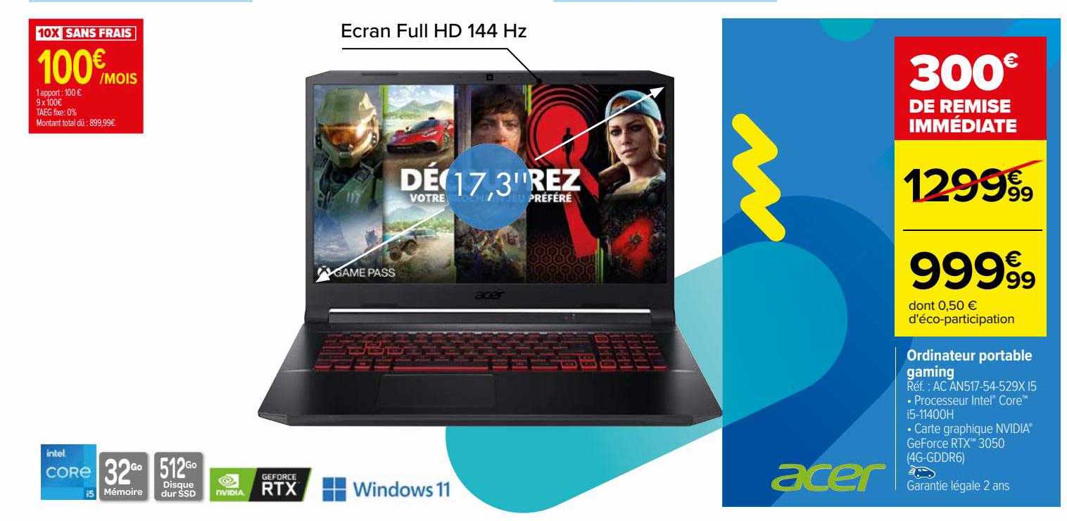 Promo Ordinateur Portable Gaming chez Carrefour - iCatalogue.fr