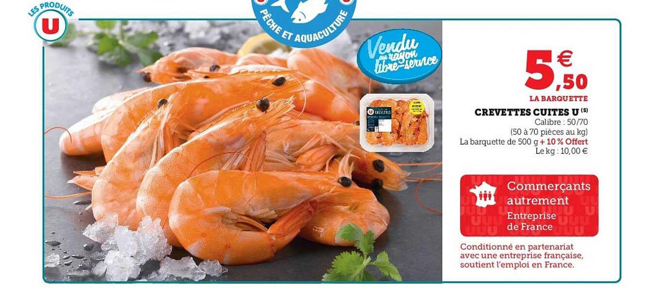 Promo Crevettes Cuites U chez Super U - iCatalogue.fr