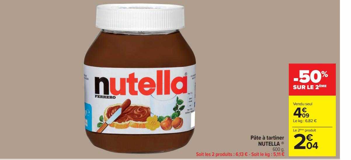 Promo Pâte à Tartiner Nutella chez Carrefour Market - iCatalogue.fr