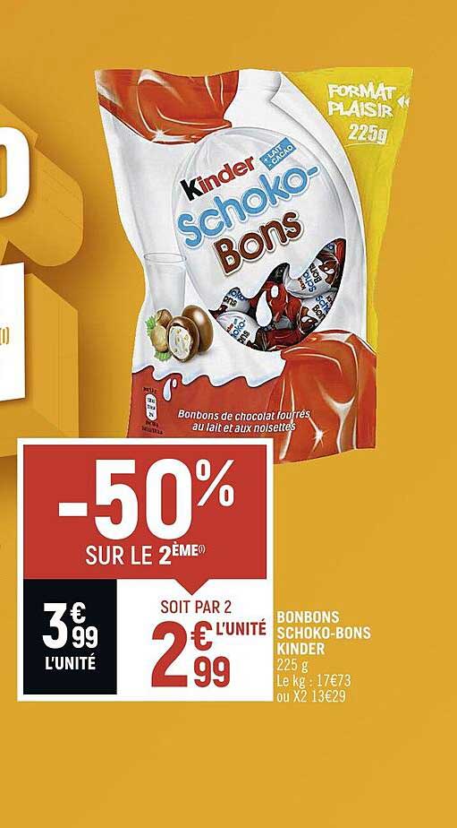 Promo Bonbons Choko-bons Kinder chez Spar - iCatalogue.fr