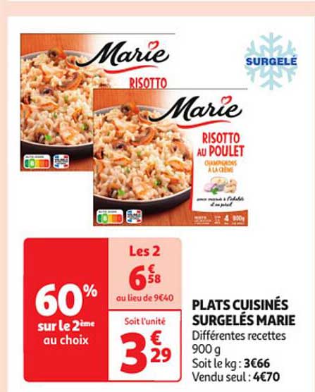 Promo Plats Cuisinés Surgelés Marie chez Auchan - iCatalogue.fr