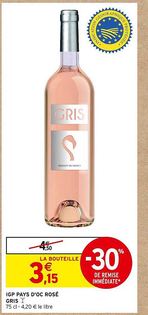 Promo Igp Pays D'oc Rosé Gris chez Intermarché - iCatalogue.fr