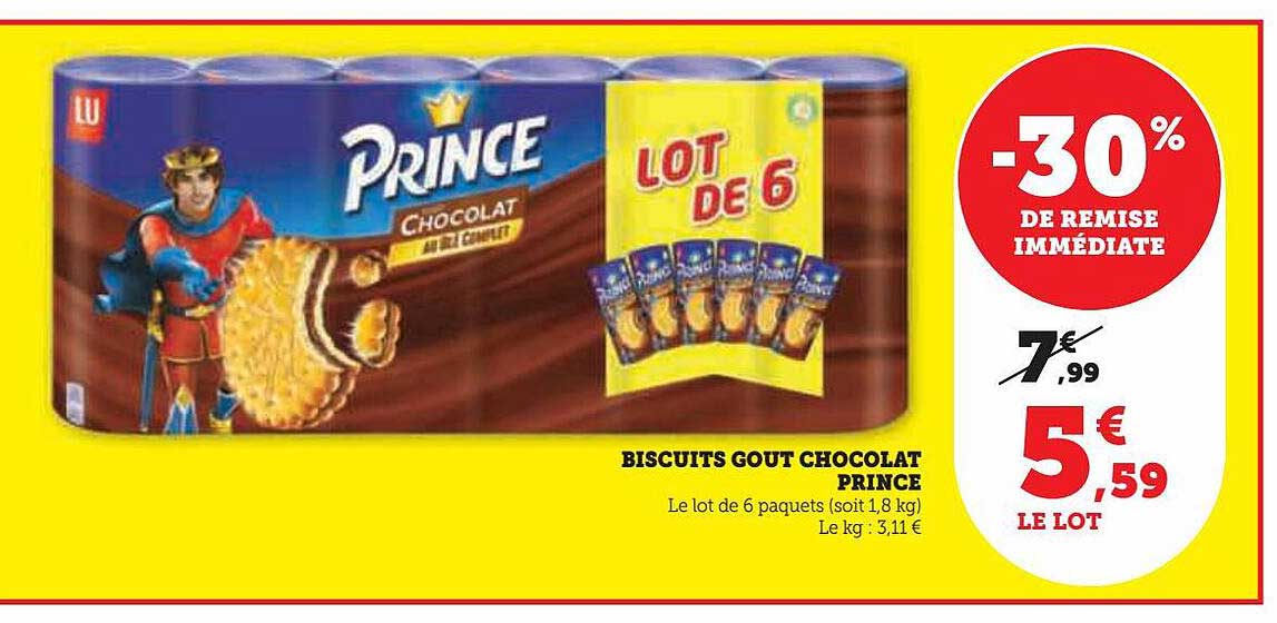 Promo Biscuits Goût Chocolat Prince chez Hyper U - iCatalogue.fr