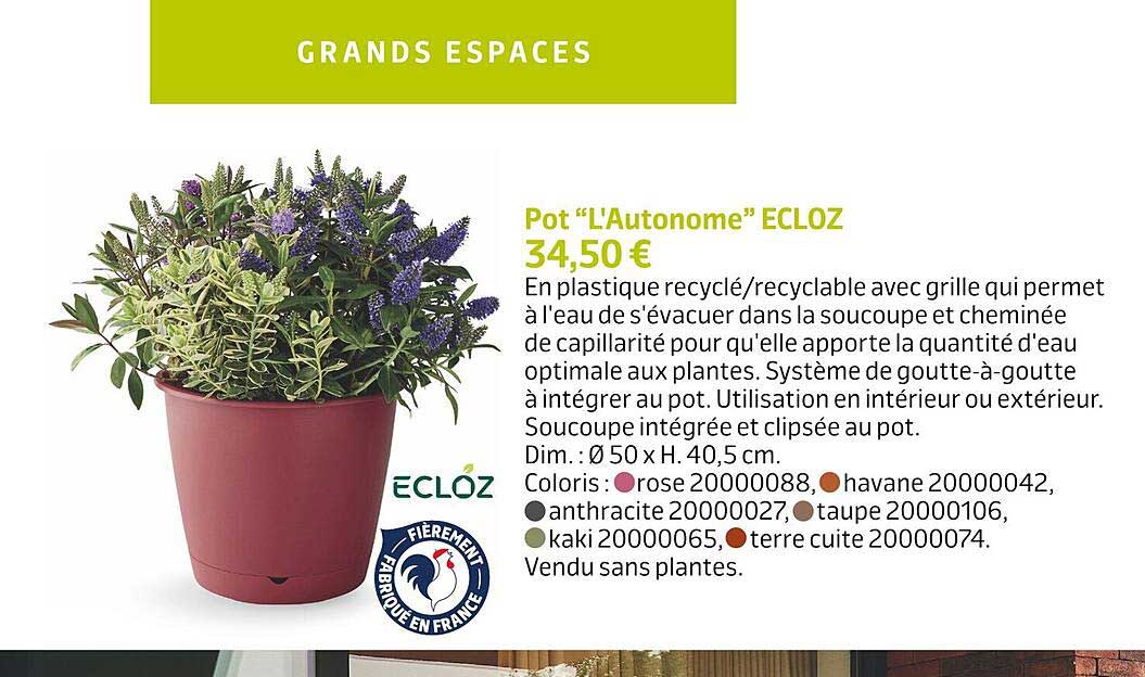 Promo Pot "l'autonome" Ecloz chez Jardiland - iCatalogue.fr