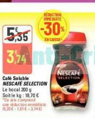Promo Café Soluble Nescafé Sélection chez G20 - iCatalogue.fr