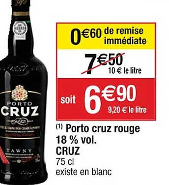 Promo Porto Cruz Rouge 18% Vol. Cruz chez Cora - iCatalogue.fr