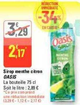 Promo Sirop Menthe Citron Oasis chez G20 - iCatalogue.fr
