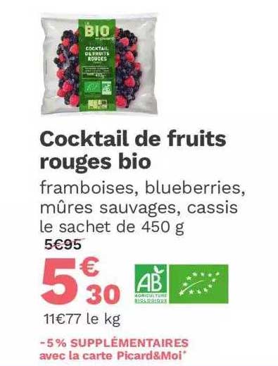 Promo Cocktail De Fruits Rouges Bio chez Picard - iCatalogue.fr