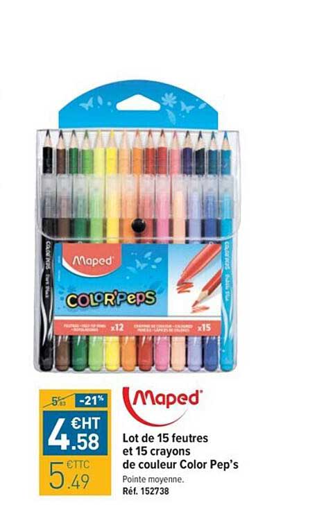 Promo Lot De 15 Feutres Et 15 Crayons De Couleur Color Pep's Maped chez ...