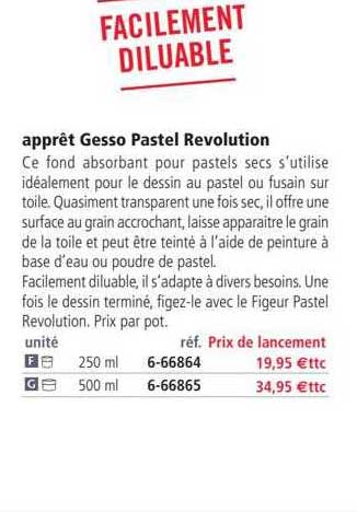 Promo Apprêt Gesso Pastel Révolution chez Le Géant des Beaux-Arts ...