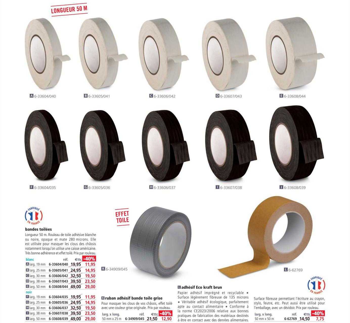 Promo Bandes Toilées, Ruban Adhésif Bande Toile Grise, Adhésif éco ...