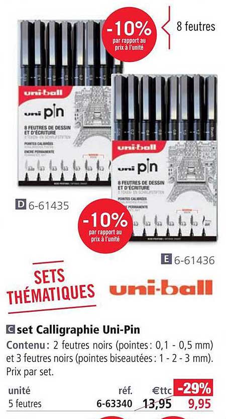 Promo Set Calligraphie Uni-pin Uni-ball chez Le Géant des Beaux-Arts ...