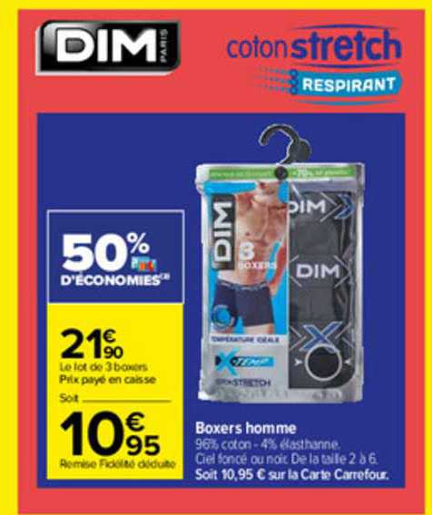 Promo Boxers Homme Dim chez Carrefour - iCatalogue.fr