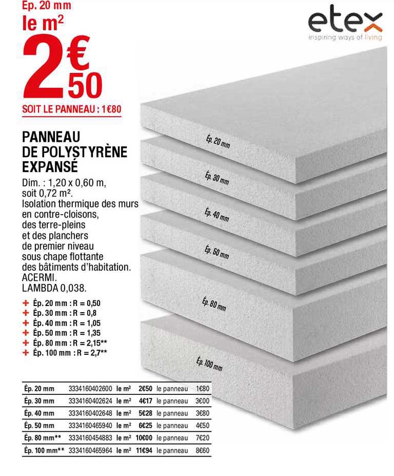 Promo Panneau De Polystyrène Expansé Etex chez Brico Dépôt - iCatalogue.fr