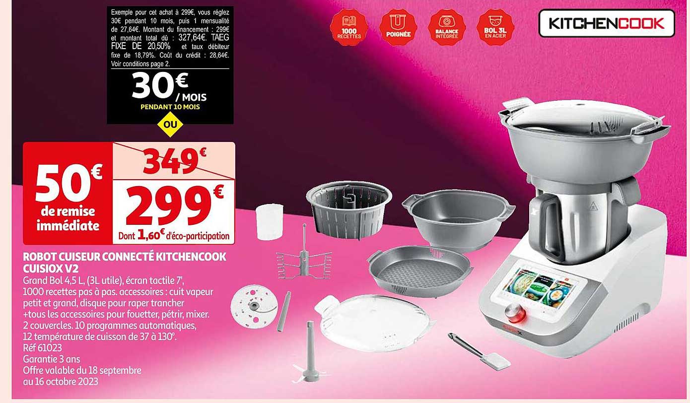 Promo Robot Cuiseur Connecté Kitchencook Cuisiox V2 chez Auchan ...