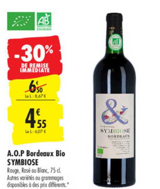 Promo A.o.p Bordeaux Bio Symbiose -30% De Remise Immédiate chez ...