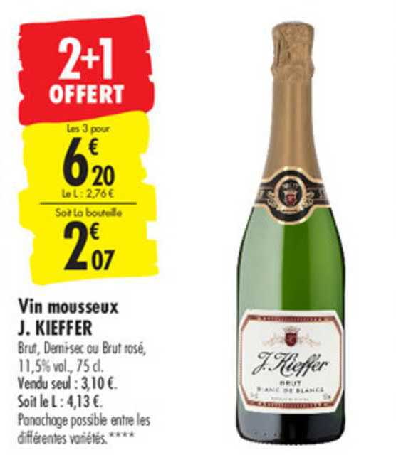 Promo Vin Mousseux J. Kieffer 2+1 Offert chez Carrefour - iCatalogue.fr