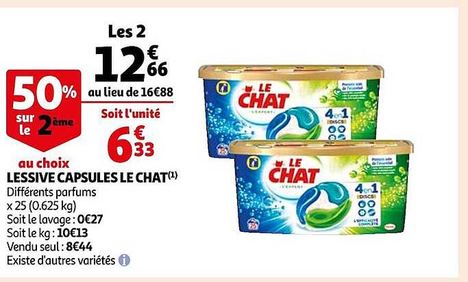 Promo Lessive Capsules Le Chat chez Auchan - iCatalogue.fr