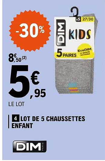 Promo Lot De 5 Chaussettes Enfant Dim Paris chez E.Leclerc - iCatalogue.fr