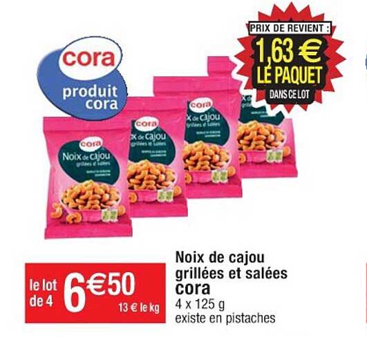 Promo Noix De Cajou Grillées Et Salées Cora chez Cora - iCatalogue.fr