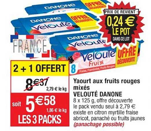 Promo Yaourt Aux Fruits Rouges Mixés Velouté Danone chez Cora ...