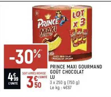 Promo Prince Maxi Gourmand Goût Chocolat Lu chez Spar - iCatalogue.fr