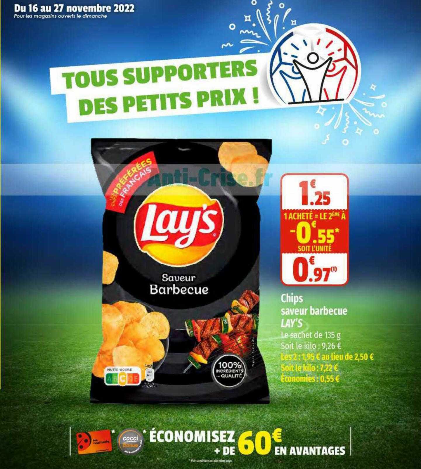 Promo Chips Saveur Barbecue Lay's chez Coccimarket - iCatalogue.fr