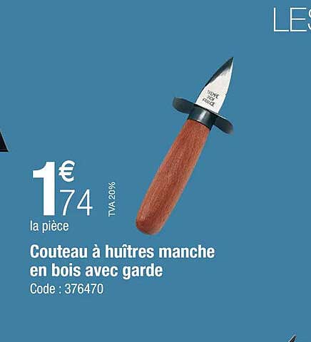 Promo Couteau à Huîtres Manche En Bois Avec Garde chez Promocash ...