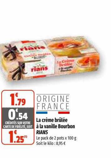 Promo La Crème Brûlée à La Vanille Bourbon Rians chez Coccinelle ...