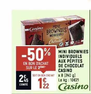 Promo Mini Brownies Individuels Aux Pépites De Chocolat Casino chez ...