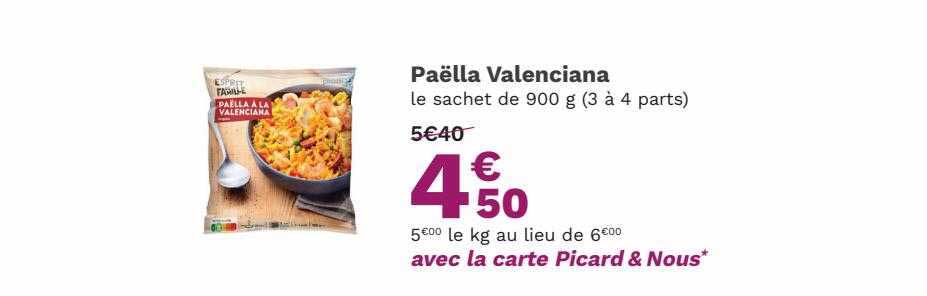 Promo Paëlla Valenciana Le Sachet chez Picard - iCatalogue.fr