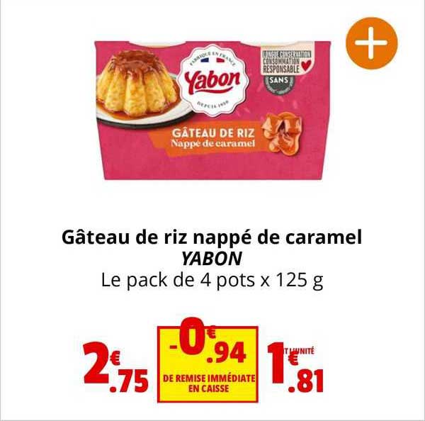 Promo Gâteau De Riz Nappé De Caramel Yabon chez Coccinelle Express ...