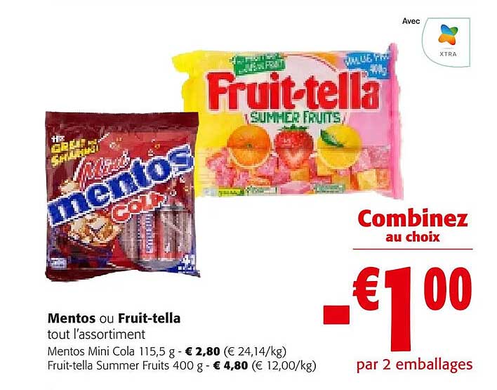 Promo Mentos Ou Fruit-tella, Mentos Mini Cola, Fruit-tella Summer ...