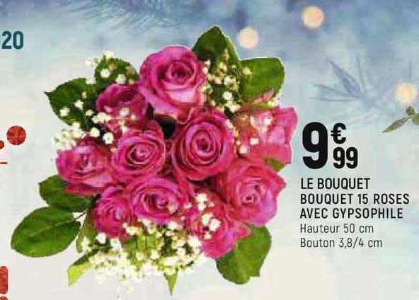 Promo Le Bouquet 15 Roses Avec Gypsophile chez Spar - iCatalogue.fr