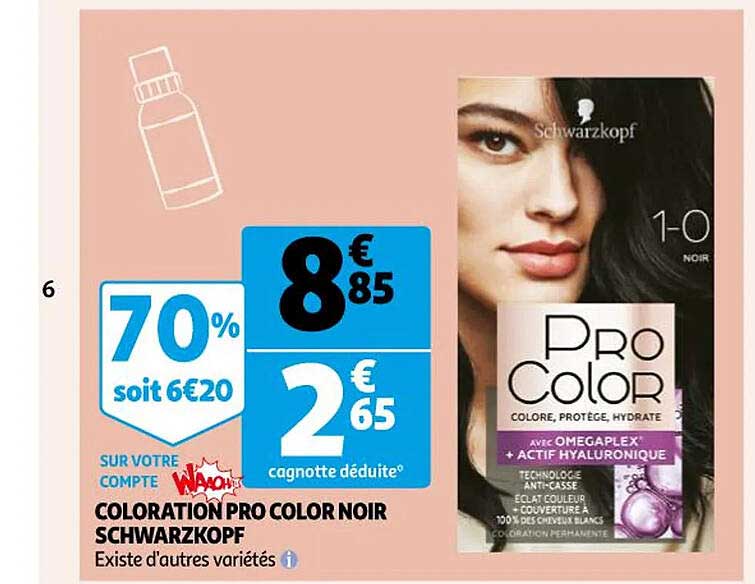 Promo Coloration Pro Color Noir Schwarzkopf chez Auchan - iCatalogue.fr