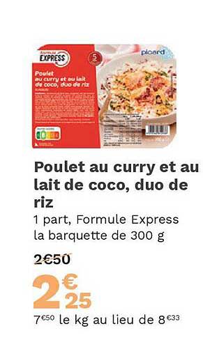 Promo Poulet Au Curry Et Au Lait De Coco Duo De Riz Chez Picard