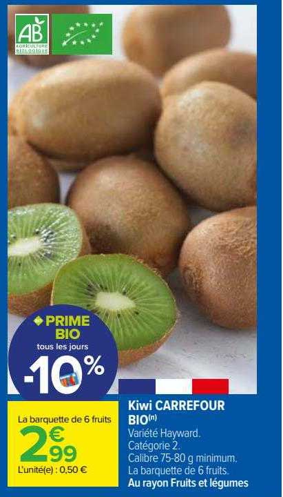 Promo Kiwi Carrefour Bio Hayward chez Carrefour Market - iCatalogue.fr
