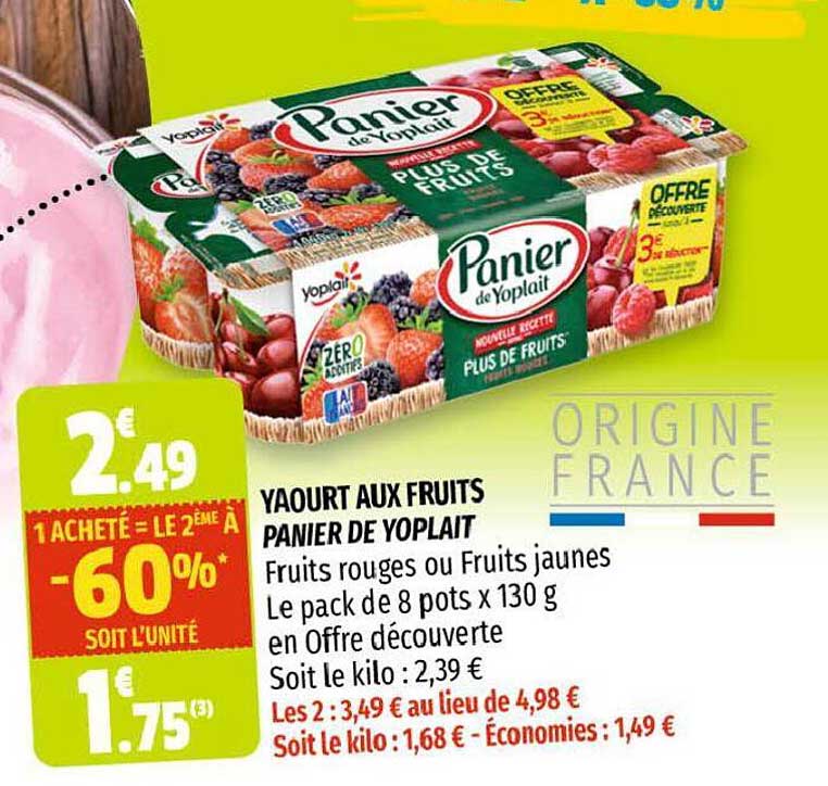 Promo Yaourt Aux Fruits Panier De Yoplait chez Coccinelle Supermarché ...