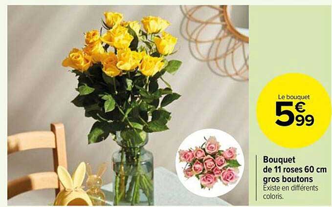 Promo Bouquet De 11 Roses 60 Cm Gros Boutons chez Carrefour City ...