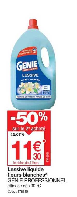 Promo Lessive Liquide Fleurs Blanches Génie Professionnel chez ...