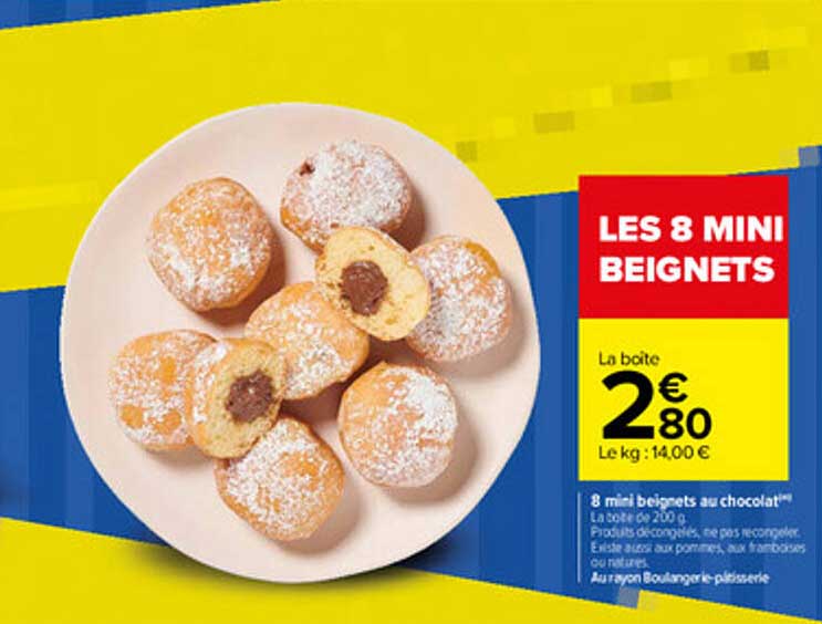 Promo 8 Mini Beignets Au Chocolat chez Carrefour - iCatalogue.fr