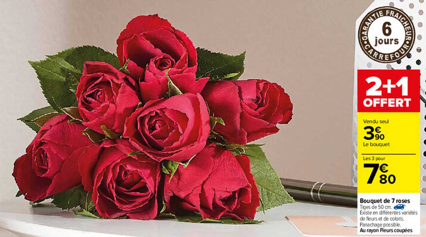 Offre Bouquet De 7 Roses chez Carrefour