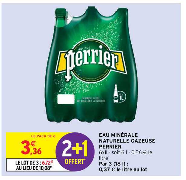 Promo Eau Minérale Naturelle Gazeuse Perrier chez Intermarché Contact ...