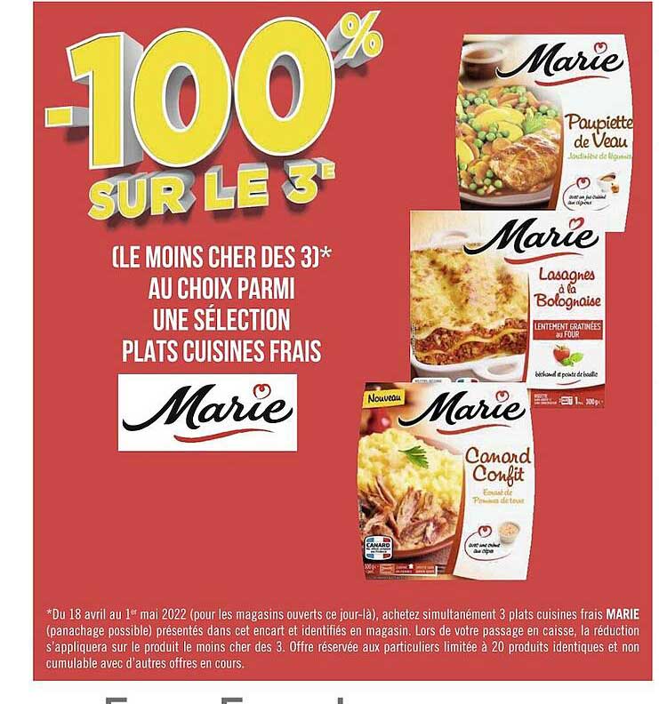 Offre Plats Préparés Marie chez Carrefour Market