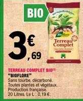 Promo Terreau Complet Bio "bioflore" chez E.Leclerc - iCatalogue.fr
