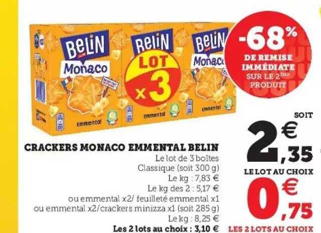 Promo Crackers Monaco Emmental Belin chez Hyper U - iCatalogue.fr