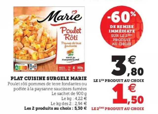 Offre Plat Cuisiné Surgelé Marie chez Super U
