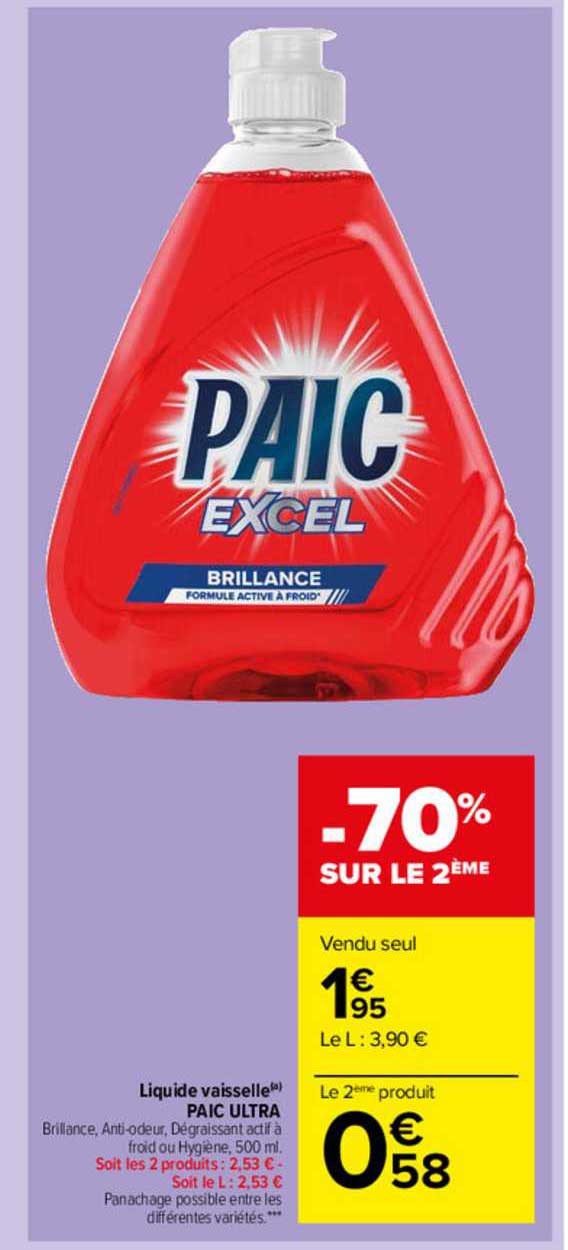 Promo Liquide Vaisselle Païc Ultra chez Carrefour Market - iCatalogue.fr